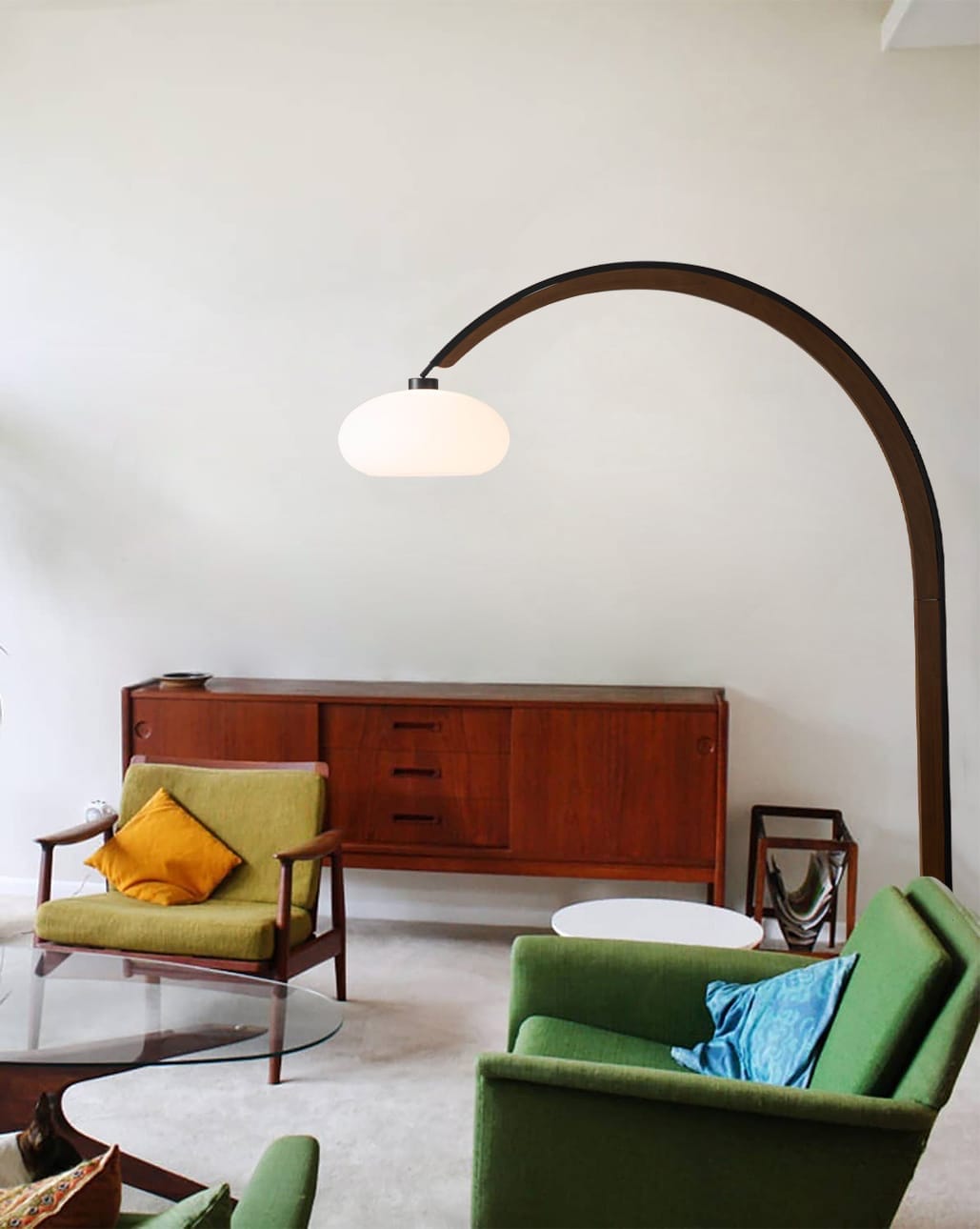 Vaulted 86" Arc Floor Lamp By Peter Morelli - 1968 Design, Weathered ...