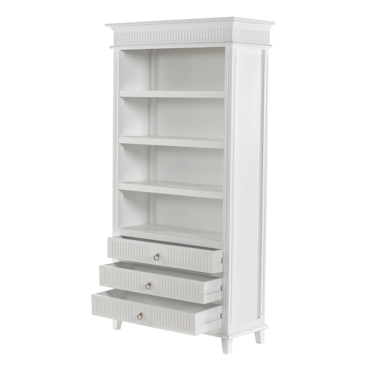 Skansen Bookcase w/3 Drawers in White at Futonland