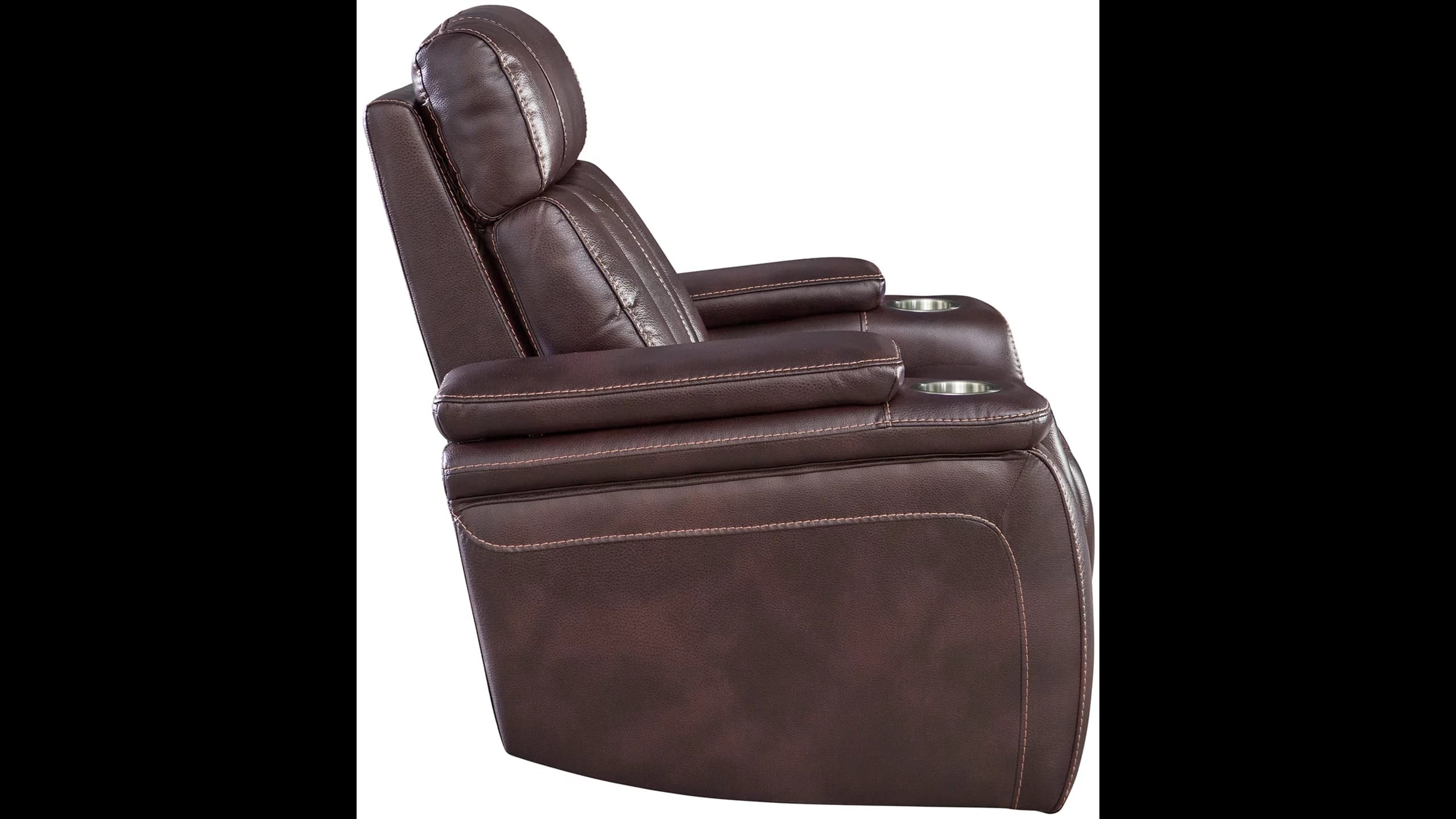 Royce - Fantom Brown Leather Power Recliner at Futonland