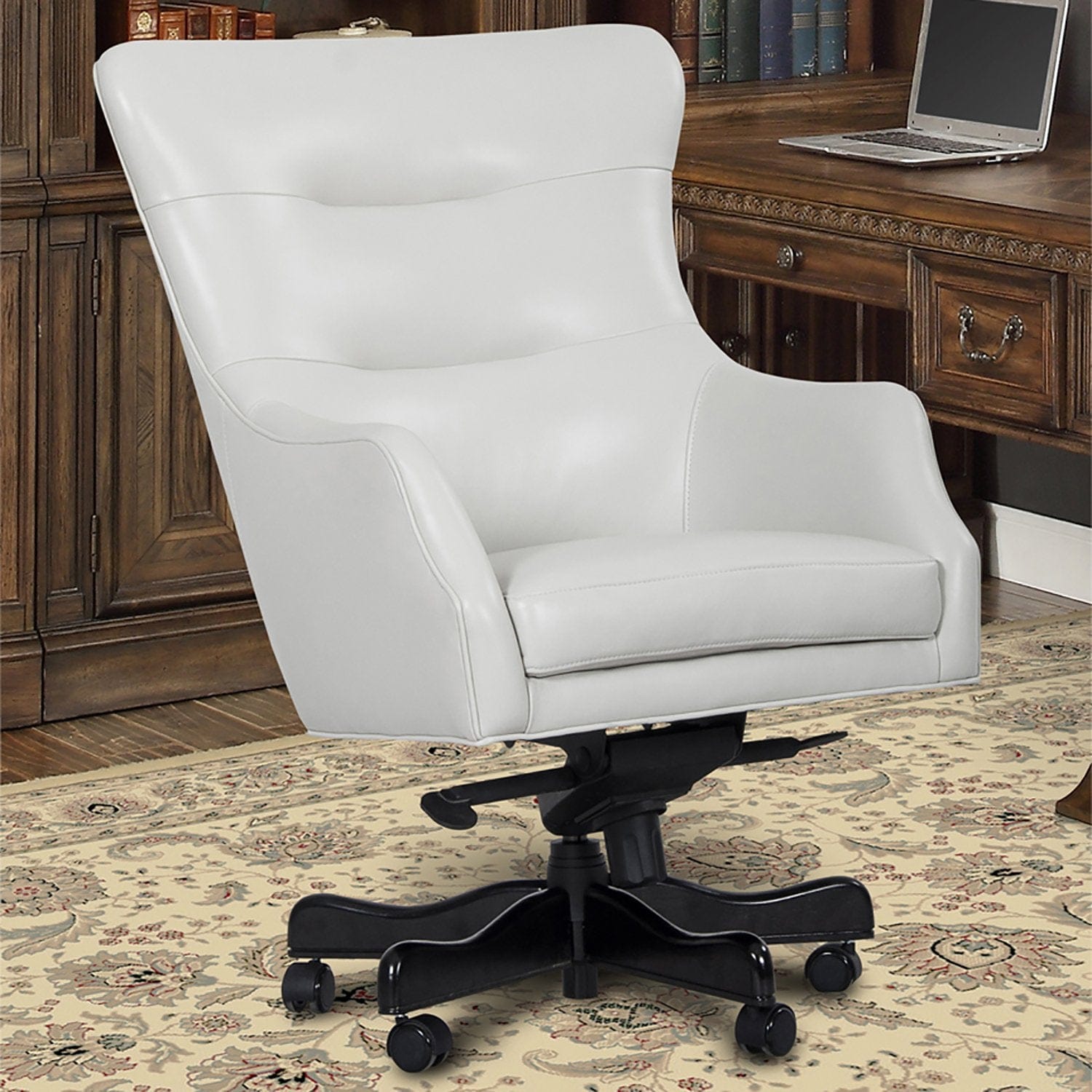 DC#122-ALA - Leather Desk Chair - Alabaster at Futonland