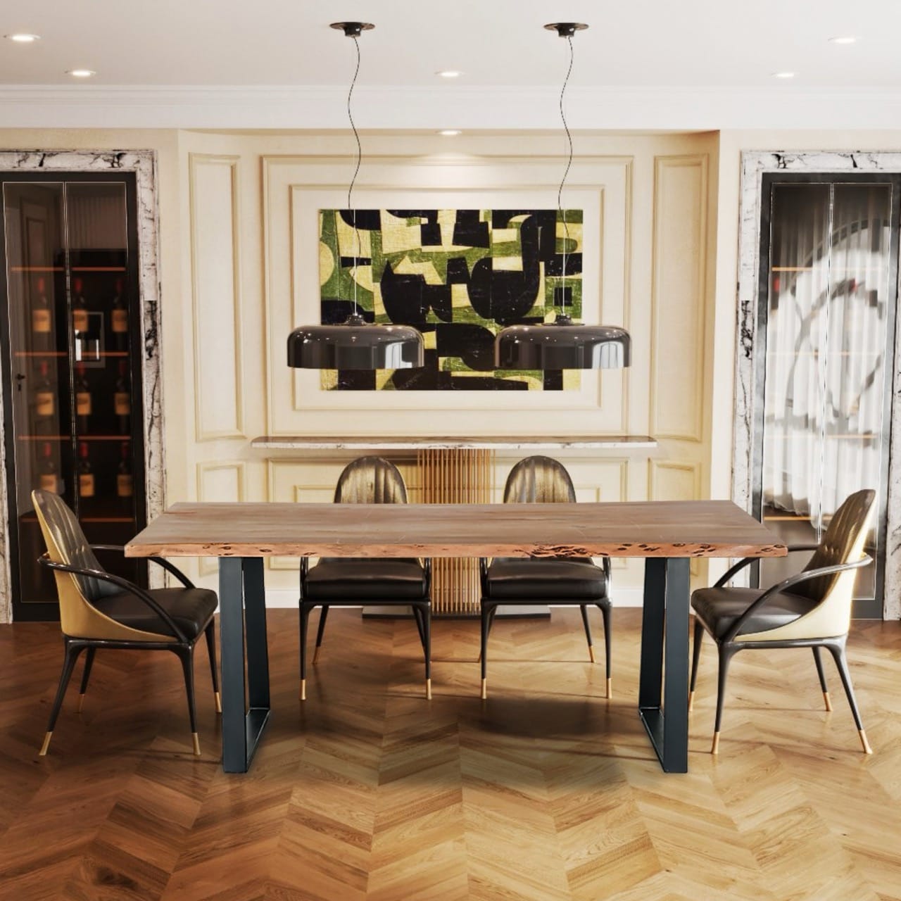 Kiel 79 in. Wood and Metal Dining Table at Futonland