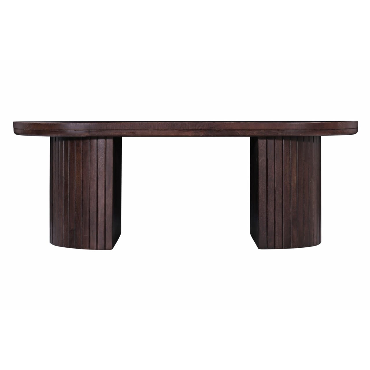 Geneva 51 in. Brown Wood Oval Coffee Table at Futonland