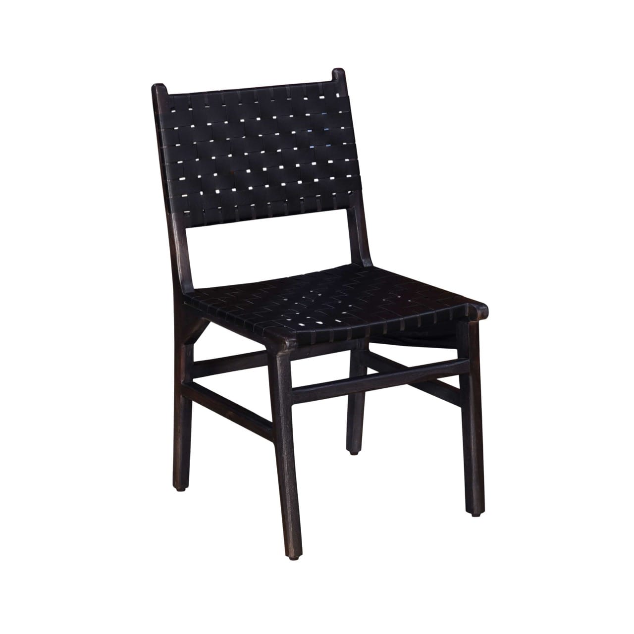 Orson Wood and Leather Dining Chair, Black (set of 2) at Futonland