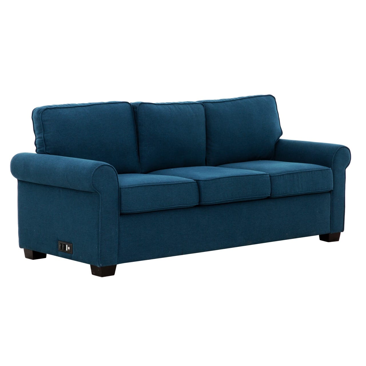 Marisol 80 in. Blue Queen Sleeper Sofa with USBs/Outlets at Futonland