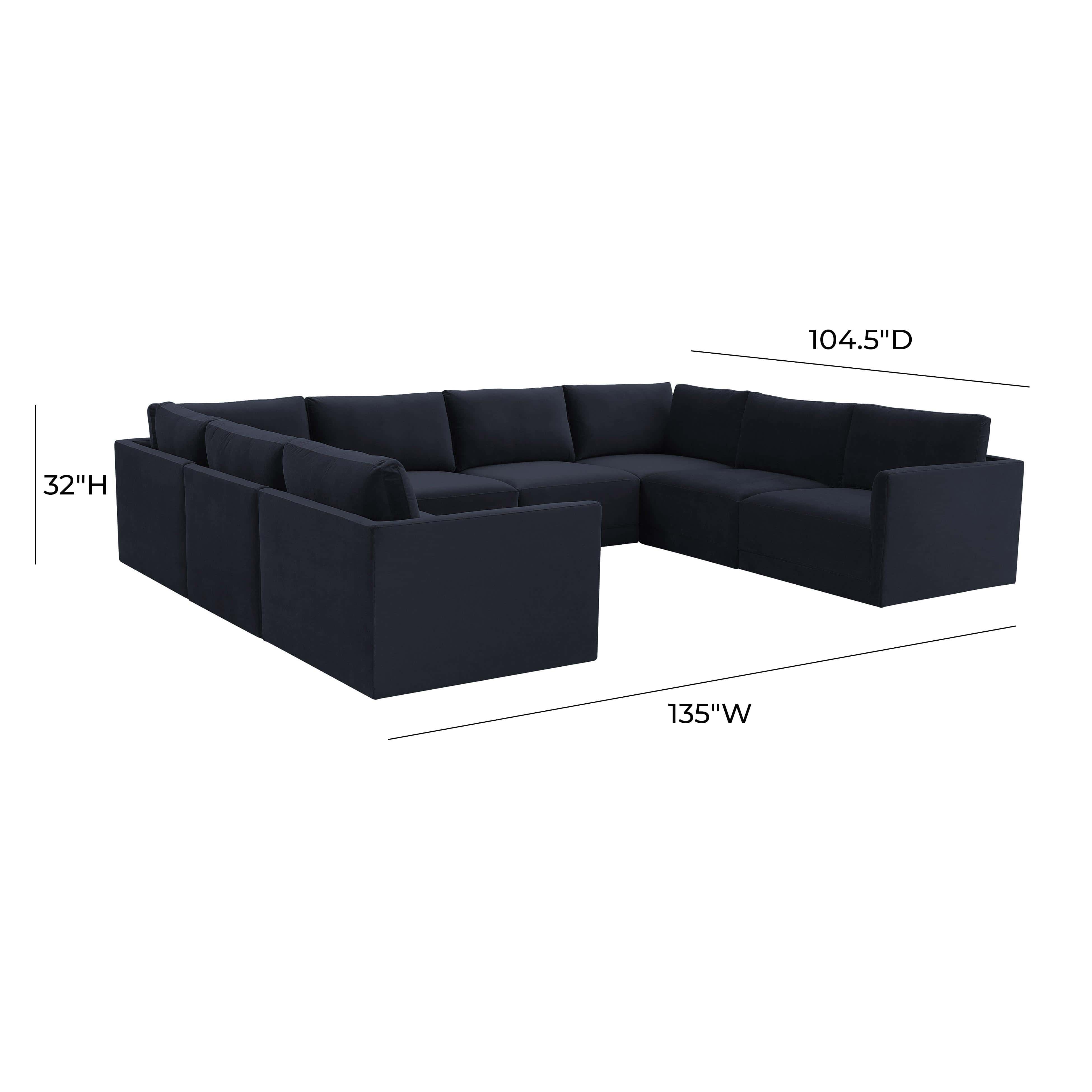 Willow Navy Modular Large U Sectional at Futonland