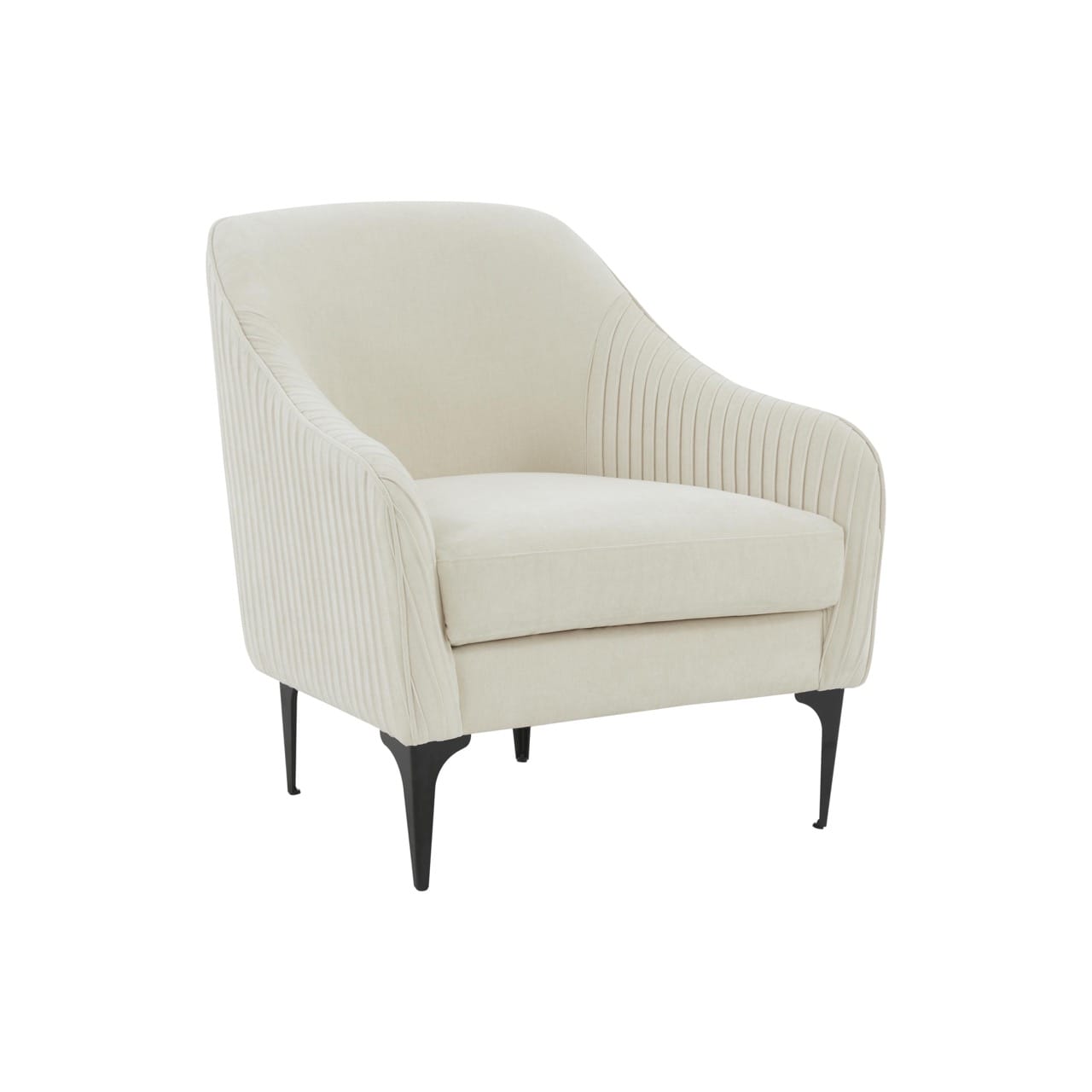 Serena Cream Velvet Accent Chair with Black Legs by TOV Furniture