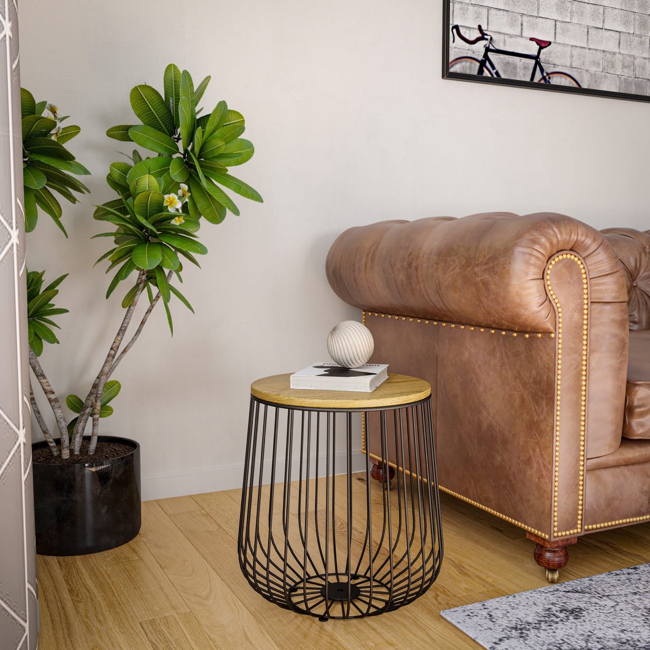 Runswick Modern Wood Top End Table With Metal Base, Natural Wood by ...
