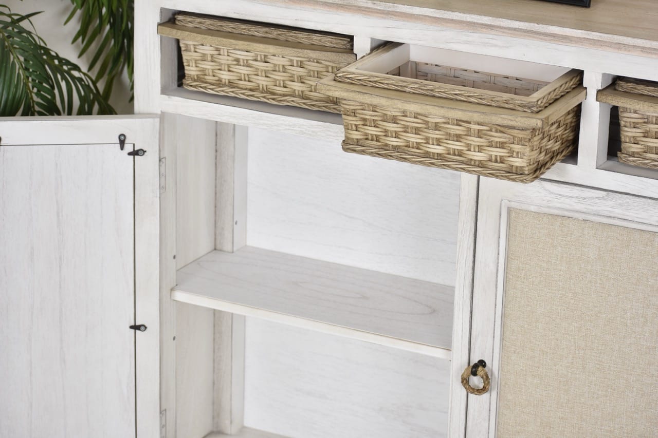 Captiva Island Entry Cabinet w/Baskets - Beach Sand at Futonland