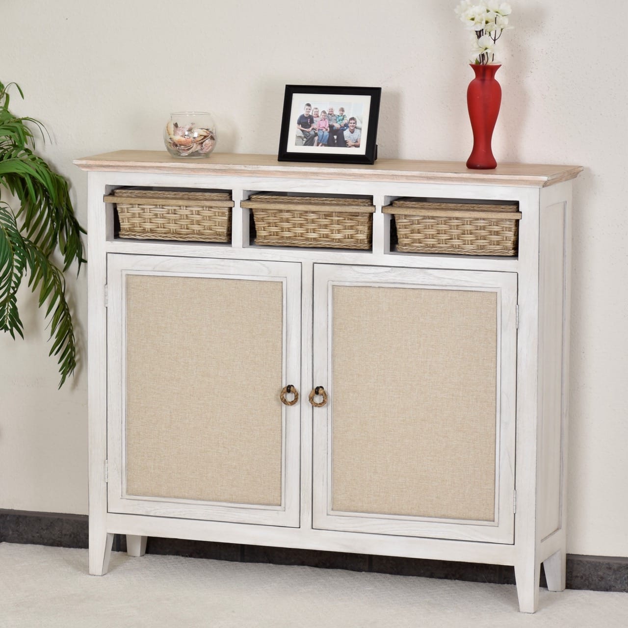 Captiva Island Entry Cabinet w/Baskets - Beach Sand at Futonland