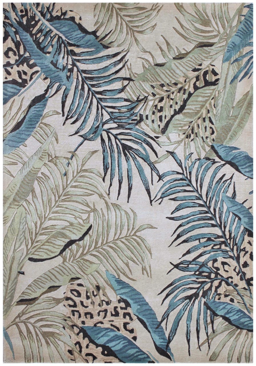 Sparta Ivory/Blue Leopard Area Rug at Futonland