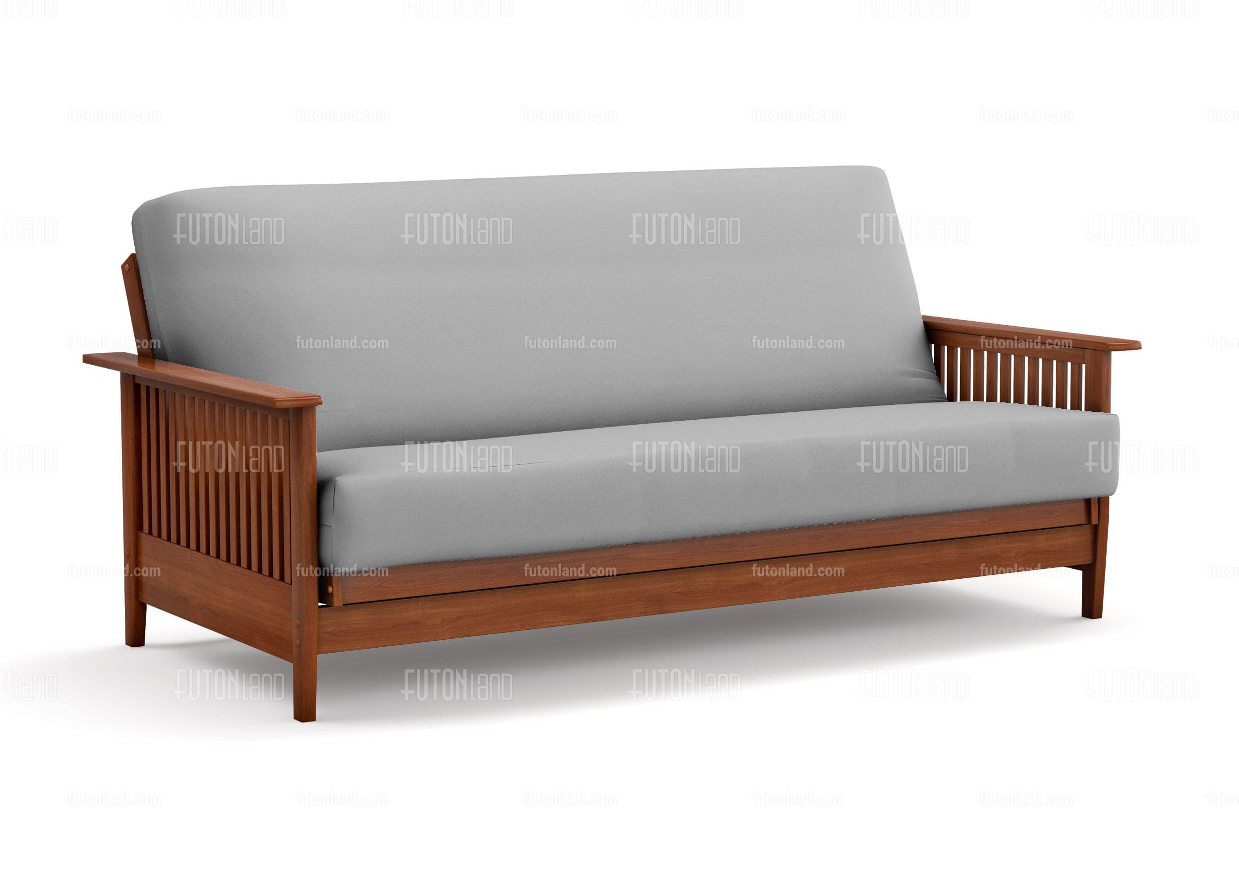 Futon Set - Queen Size - Denali Warm Cherry Wall Hugger Frame, Mattress ...