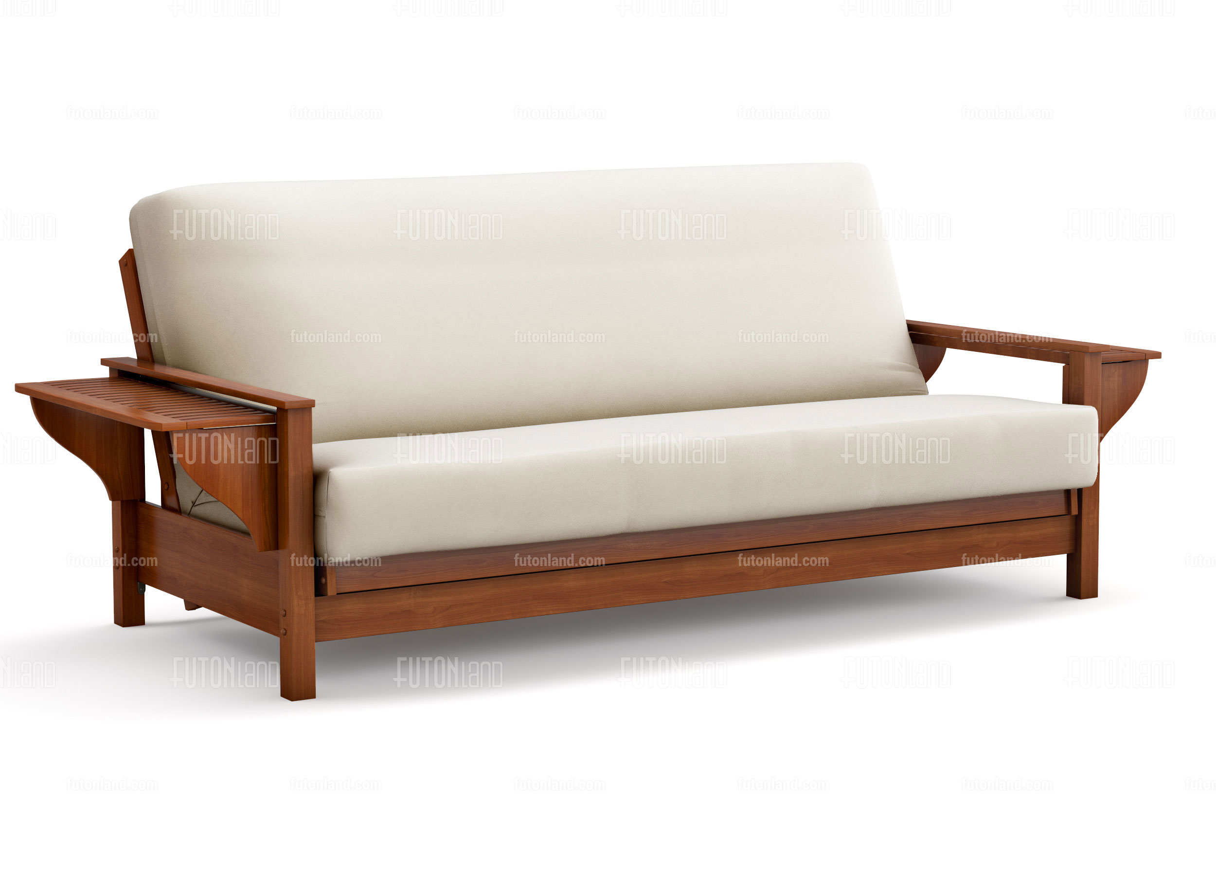 Premium Futon Set - Queen Size - Tiro Warm Cherry Wall Hugger Frame ...