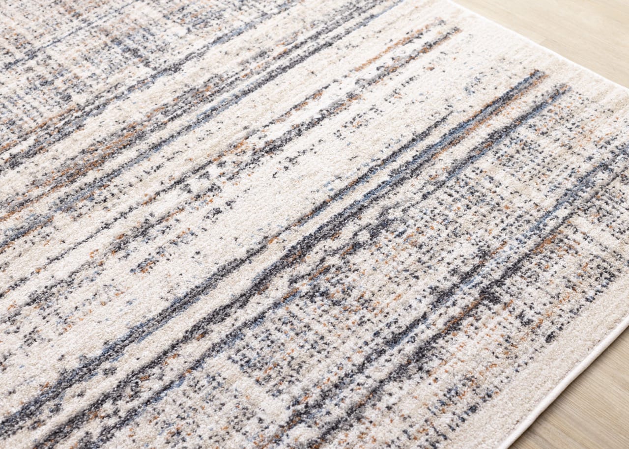 Swift Cream Taupe Distressed Lines Rug at Futonland