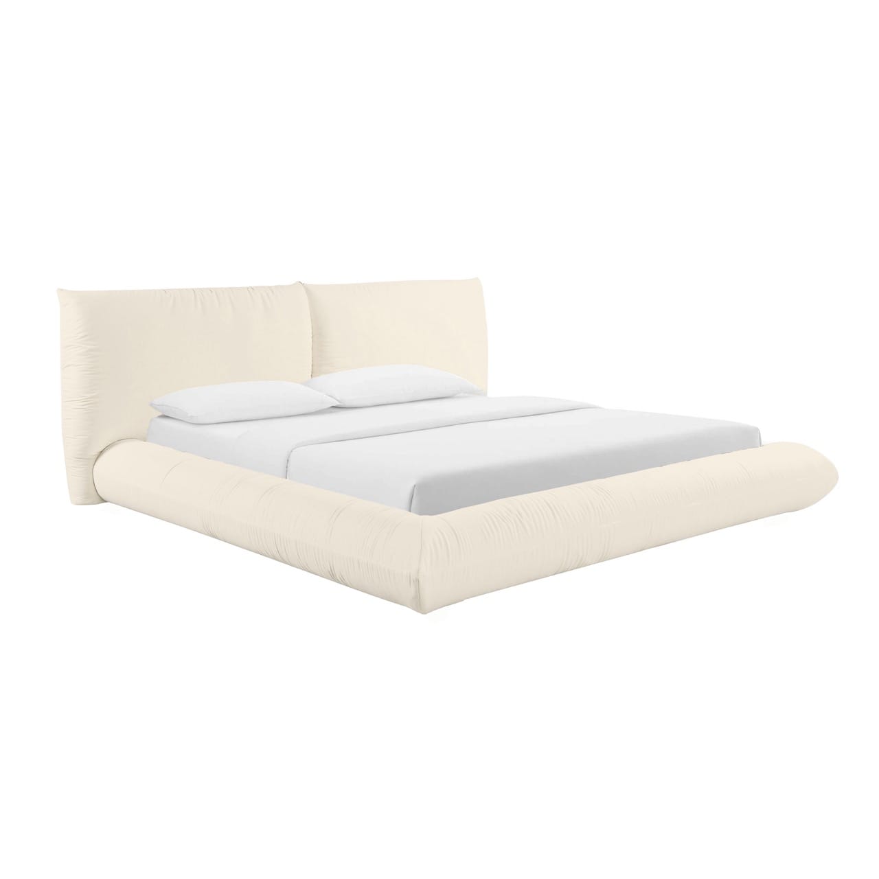 Romp Cream 100% Recycled Linen King Bed at Futonland