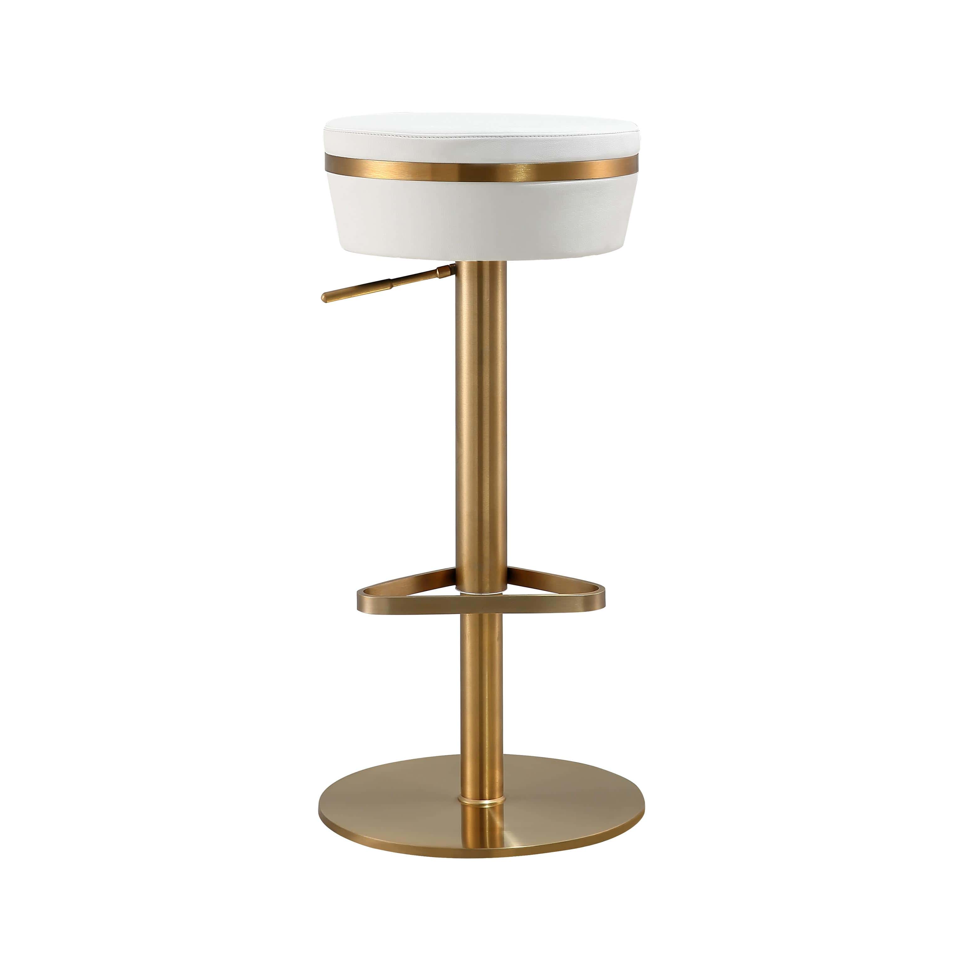 Astro White and Gold Adjustable Stool at Futonland