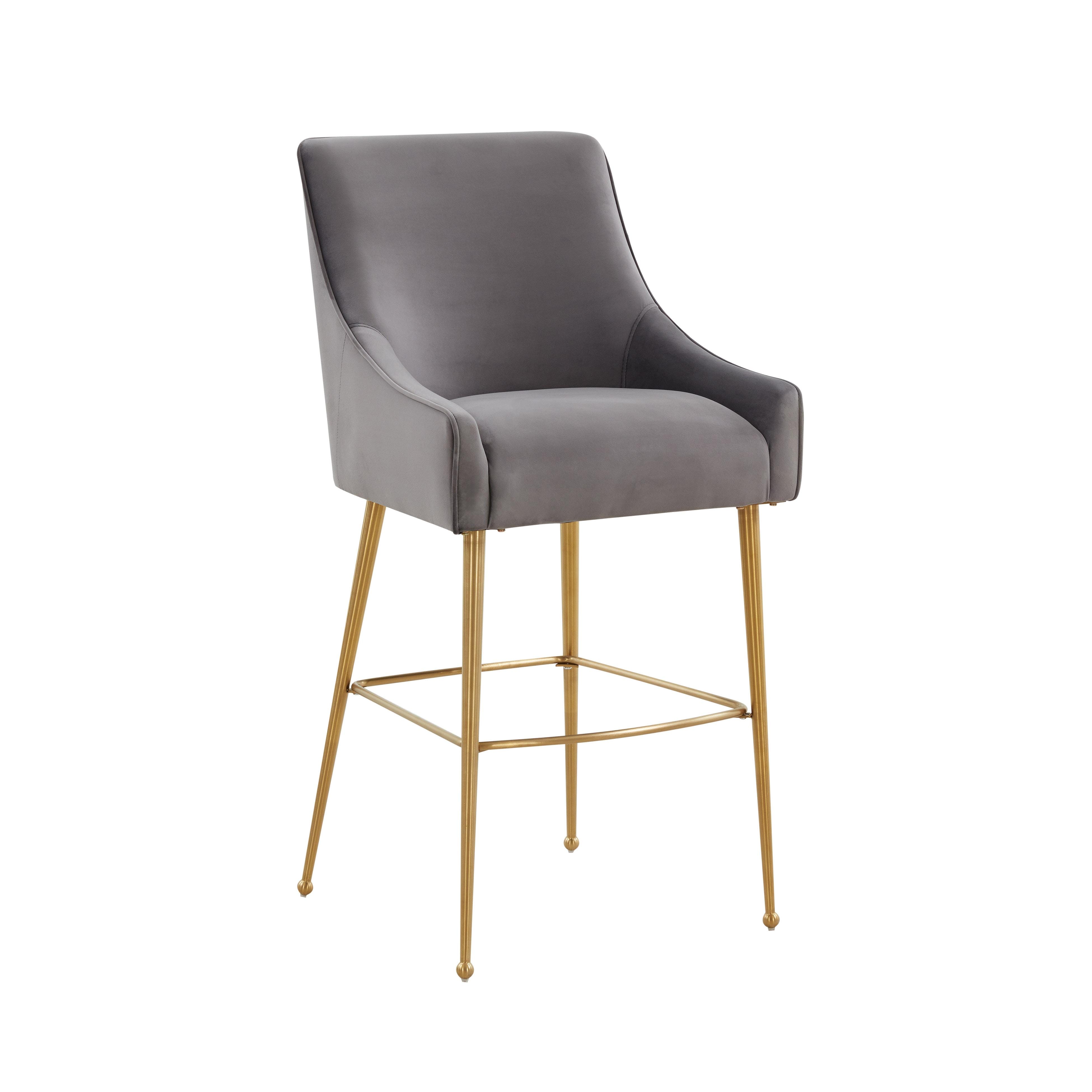 Beatrix Dark Gray Velvet Counter Stool - Gold Legs at Futonland