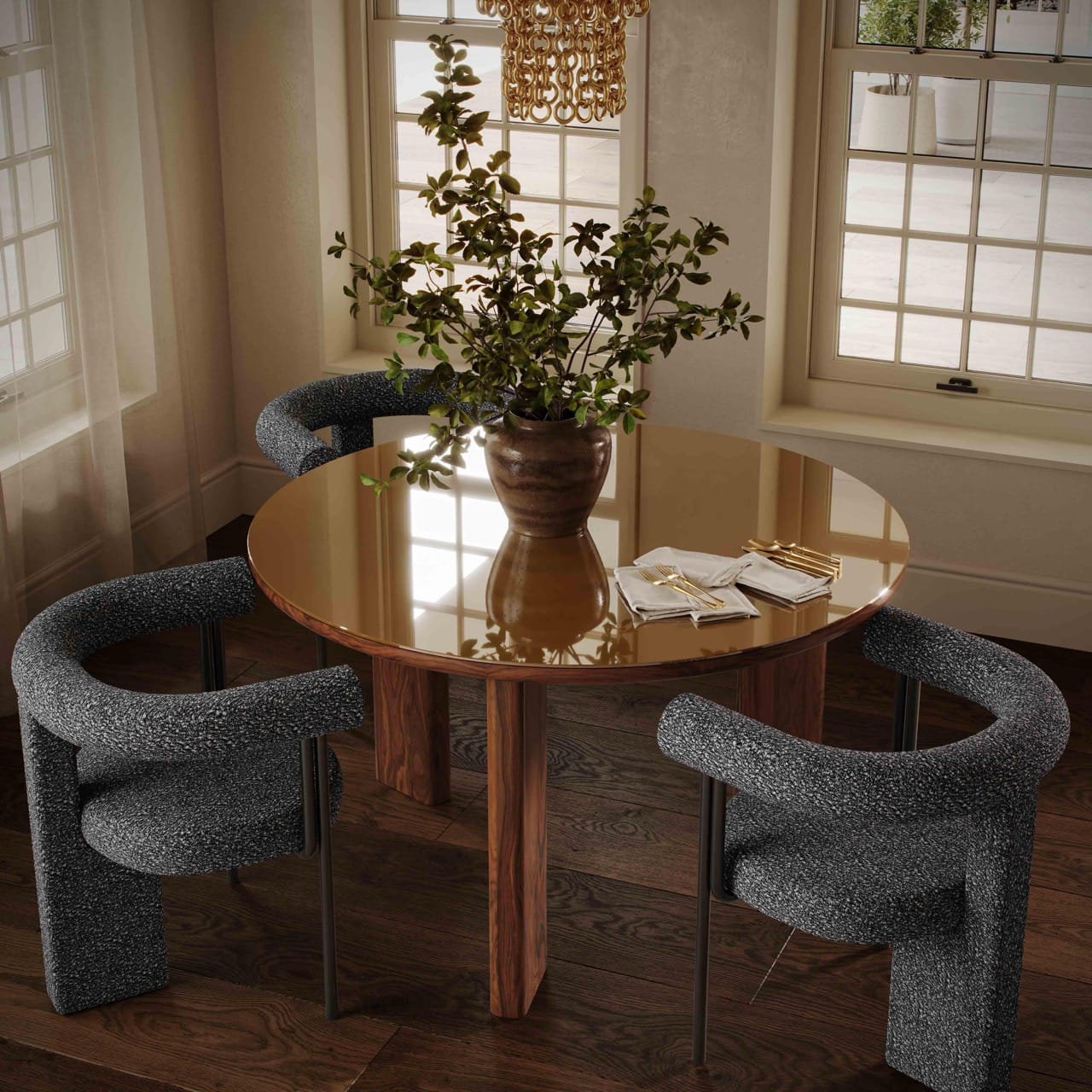 Synn Black Performance Boucle Dining Chair at Futonland