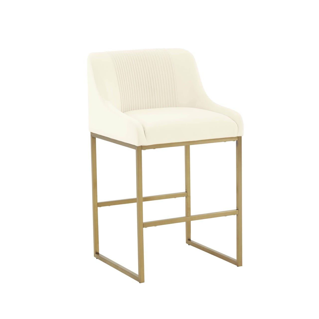 Lisa Cream Pleated Velvet Counter Stool by TOV Furniture