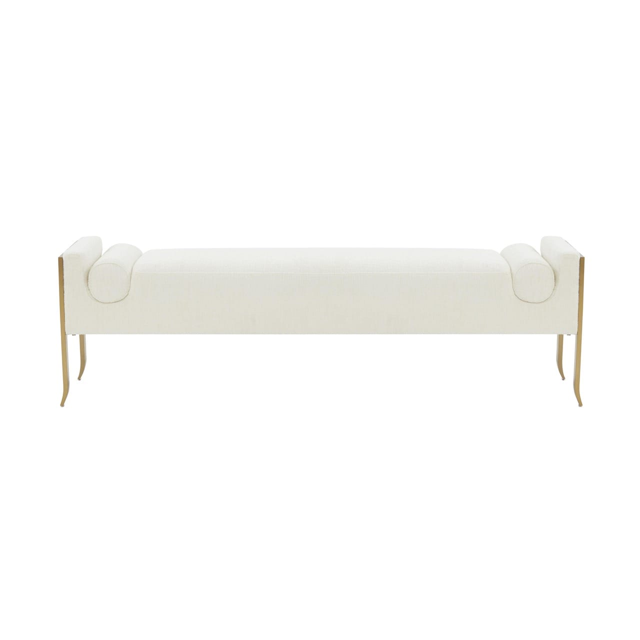 Ines Cream Textured Velvet Bench at Futonland
