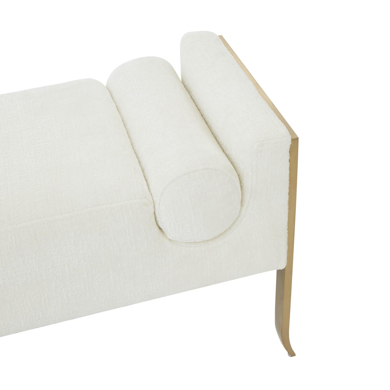 Ines Cream Textured Velvet Bench at Futonland