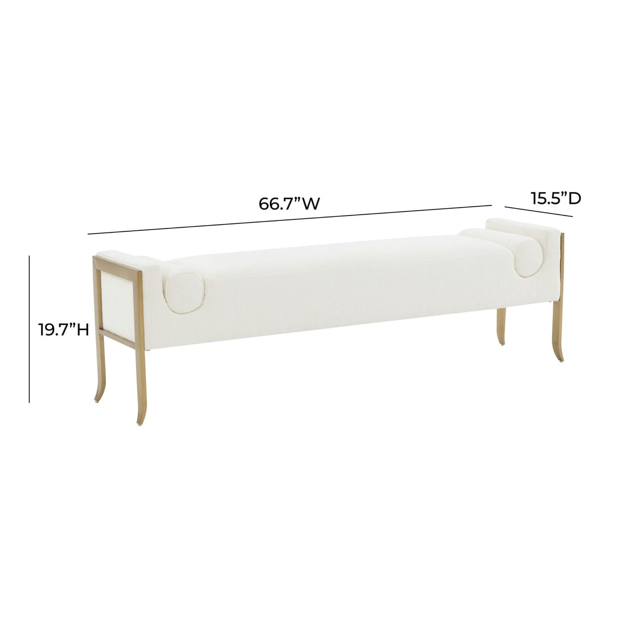 Ines Cream Textured Velvet Bench at Futonland