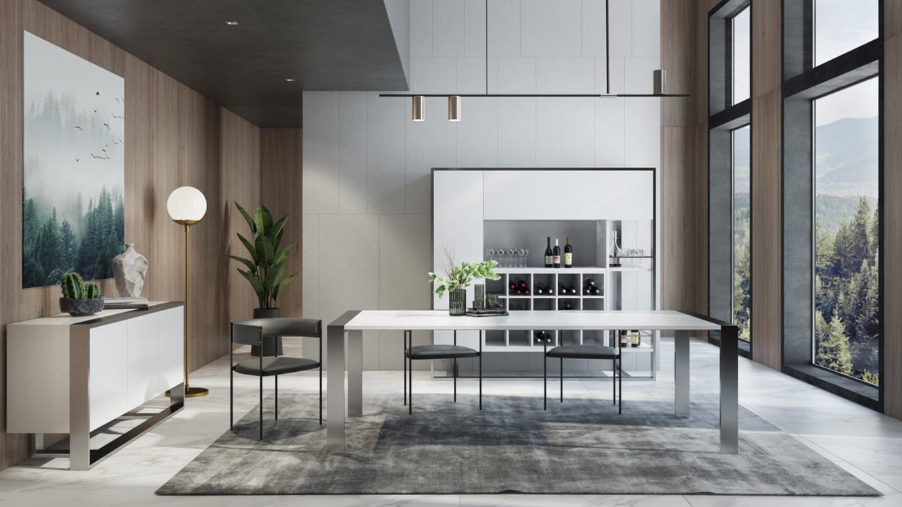 Modrest Fauna - Modern White High Gloss & Stainless Steel Chrome Dining ...