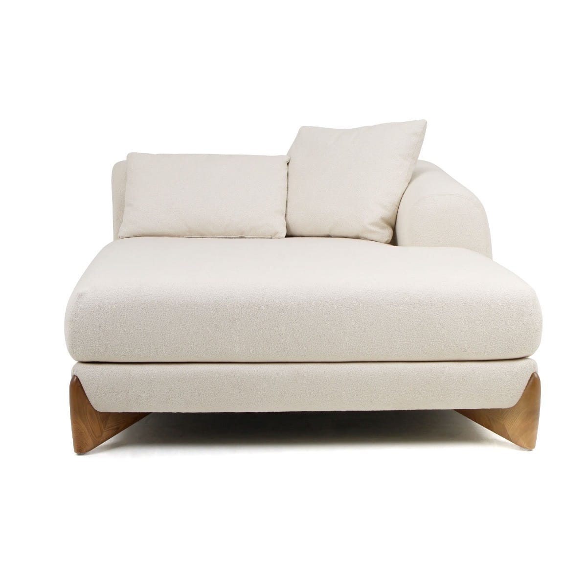 Modrest Fleury - Contemporary Cream Fabric and Walnut RAF Chaise ...