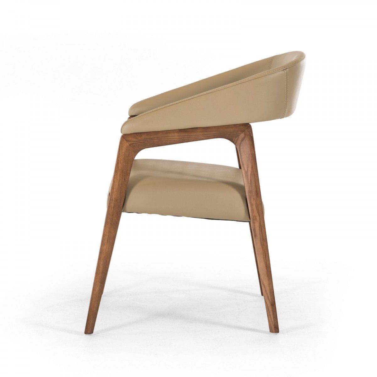 Modrest Clive Mid-Century Taupe & Walnut Dining Chair at Futonland