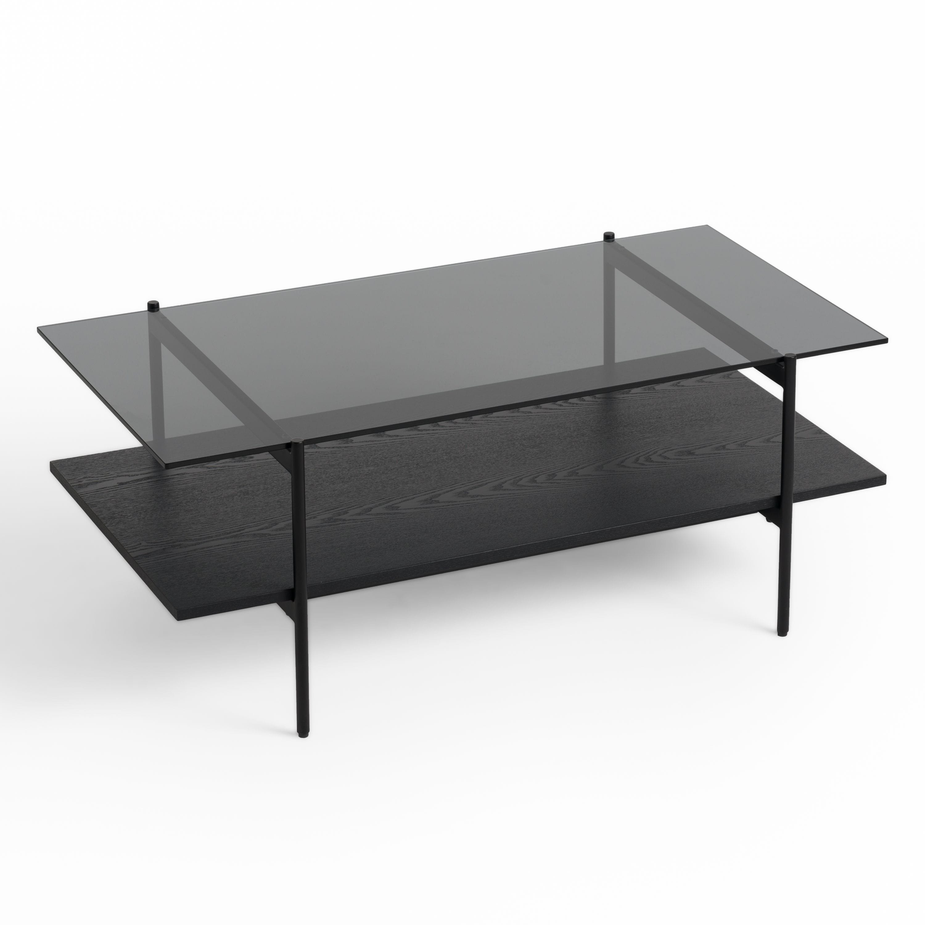 Modrest Conley - Mid-Century Modern Grey Glass + Black Ash Coffee Table ...
