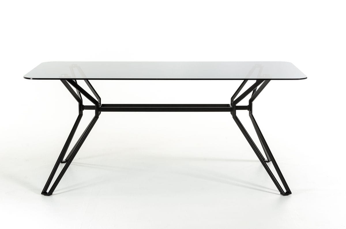 Modrest Synergy Mid-Century Smoked Glass Dining Table at Futonland