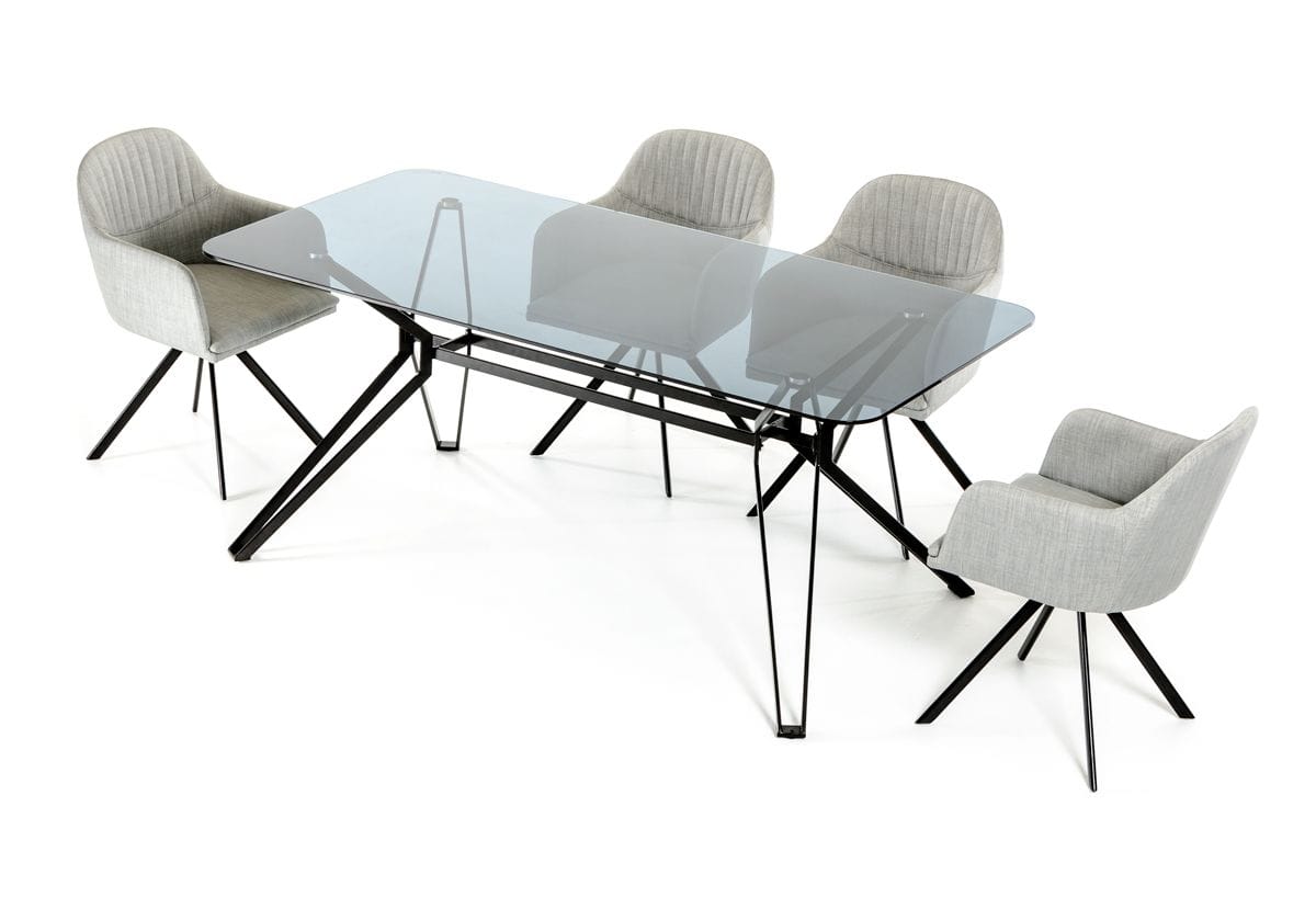 Modrest Synergy Mid-Century Smoked Glass Dining Table at Futonland