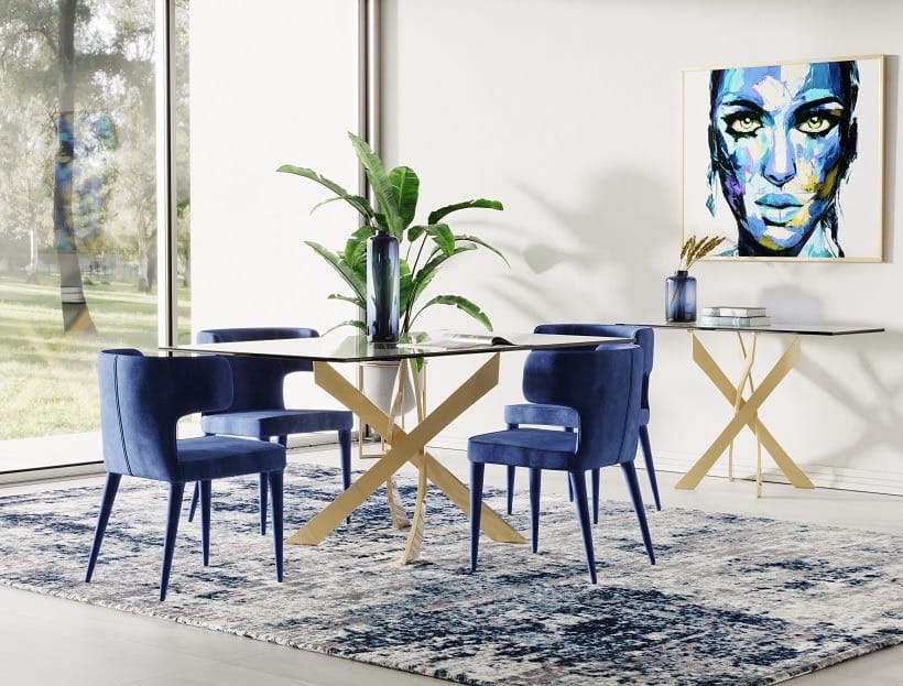 Modrest Pyrite Modern Glass and Gold Dining Table at Futonland