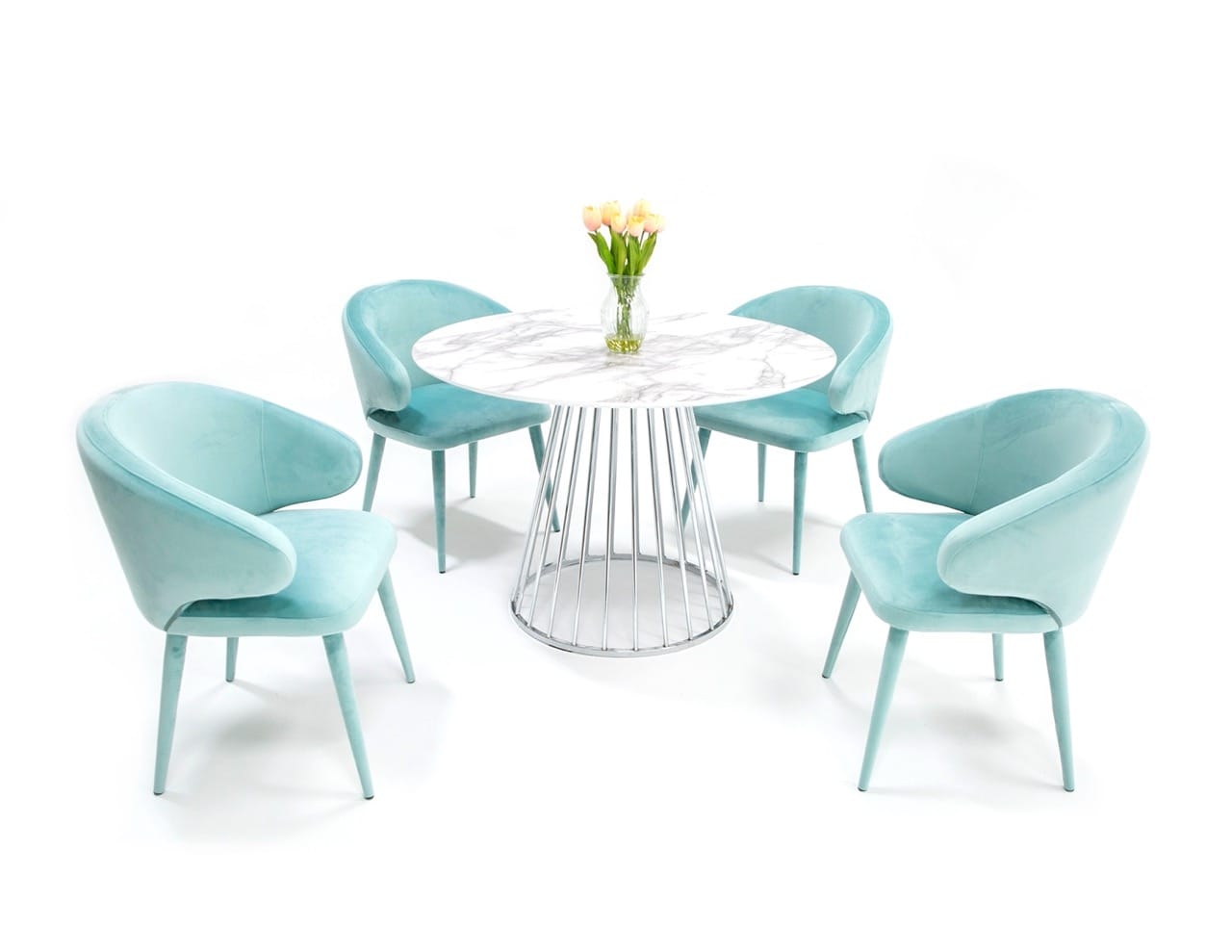 Modrest Holly - Modern White and Silver Round Dining Table at Futonland