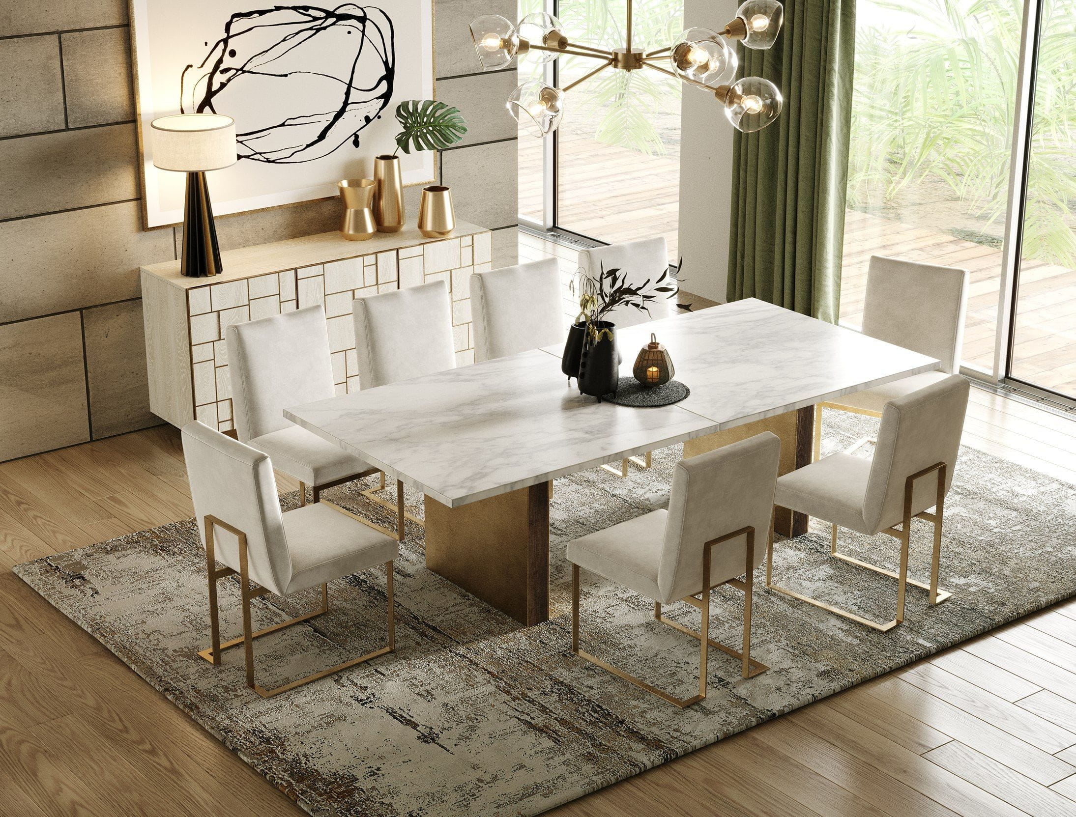 Modrest Auer - Mid-Century Modern Cream Ash + Gold Buffet at Futonland