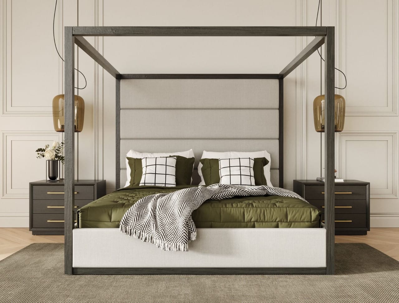 Modrest Manhattan - Contemporary Canopy Grey Bed - Eastern King at ...