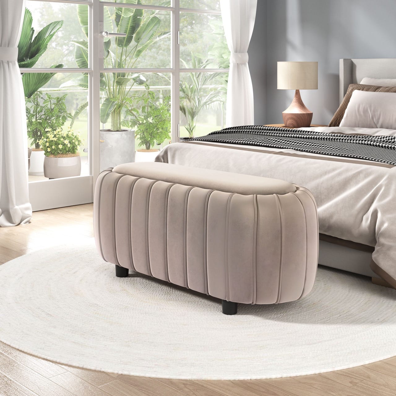 Ghenta Bench Beige at Futonland