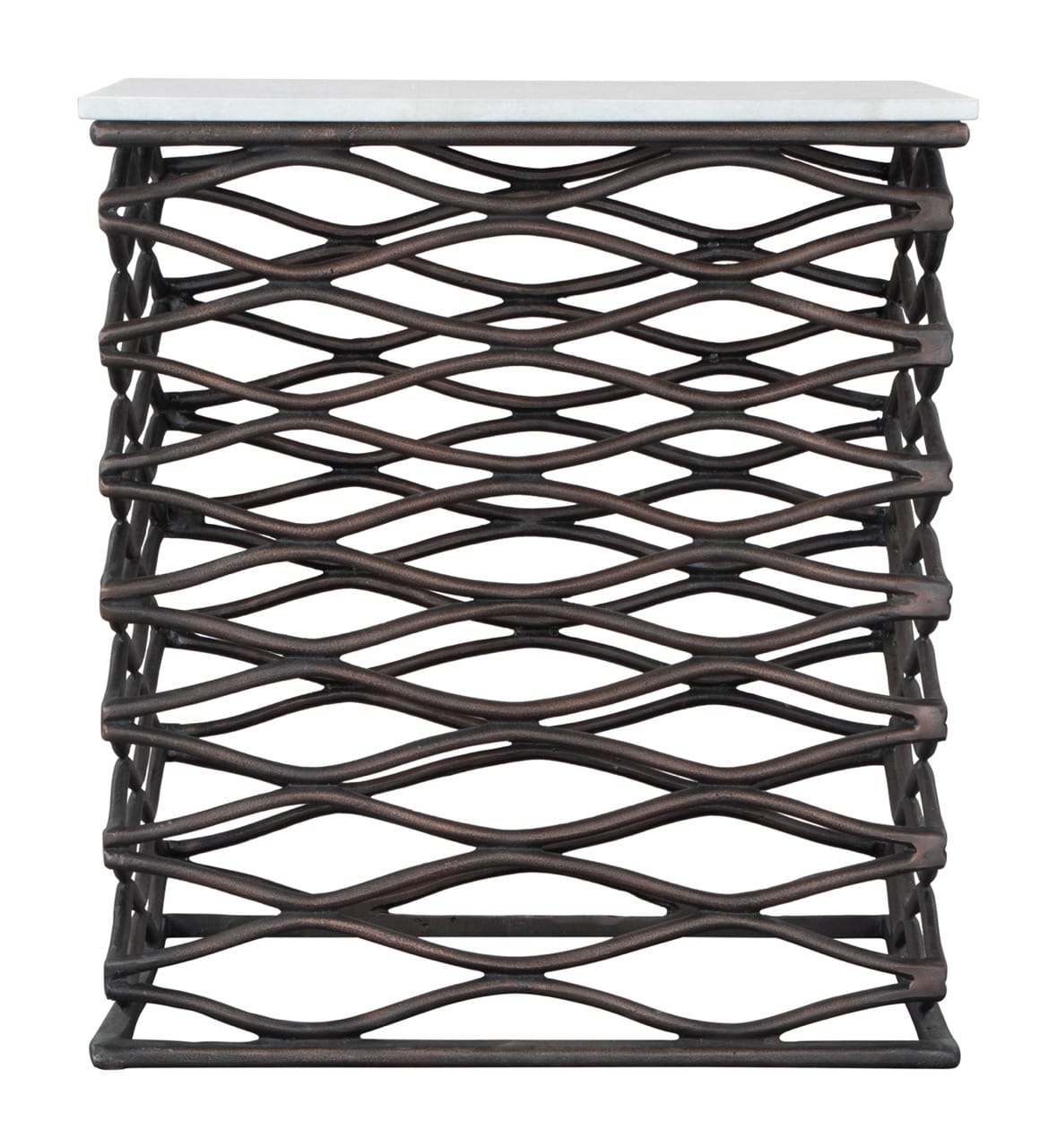 Duke Side Table White & Antique Bronze at Futonland