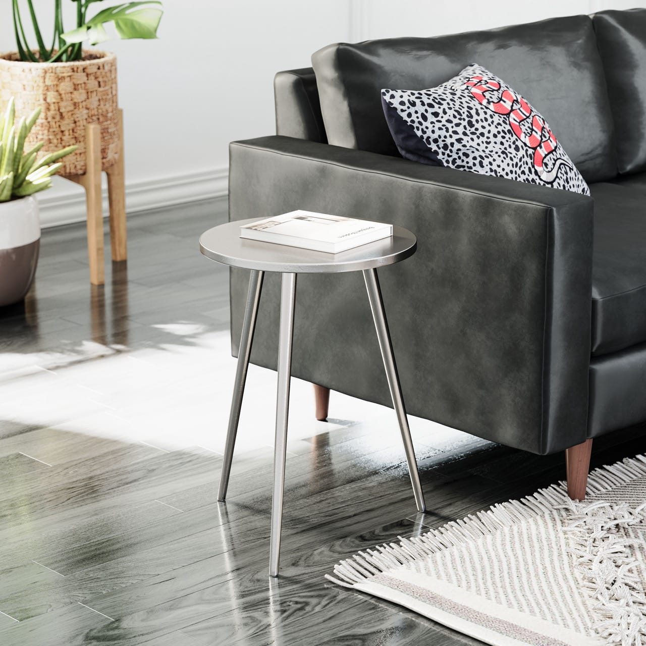 Politik Side Table Silver at Futonland
