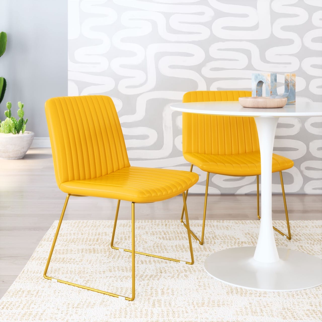 Joy Dining Chair Yellow (Set of 2) at Futonland