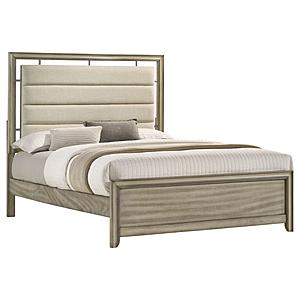 Bella Upholstered Queen Tufted Panel Bed Grey at Futonland