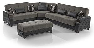 Armada Air Sand/Brown Chenille/PU 109 Corner Sectional Sofa Sleeper at ...