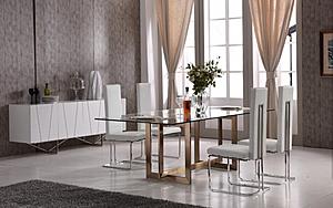 Modrest Cora- Modern Walnut and Black Tempered Glass Dining Table by ...