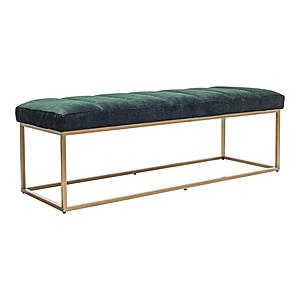 Ollie White Boucle Wooden Bench at Futonland