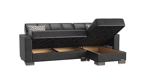 F8819 4 Pcs Corduroy Dark Gray Sectional Sofa at Futonland