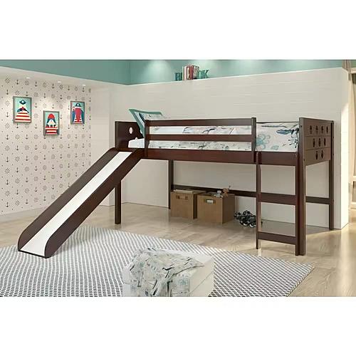Low Loft Bed Dark Grey at Futonland