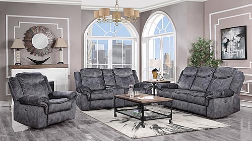 U2200 Domino Granite/Black Microfiber Power Reclining Console Loveseat ...