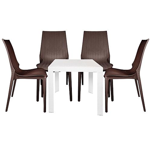 F2603 5 Pcs Black Two Tone Dining Table Set at Futonland
