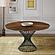 Cirque 54" Round Walnut Wood & Metal Pedestal Dining Table at Futonland