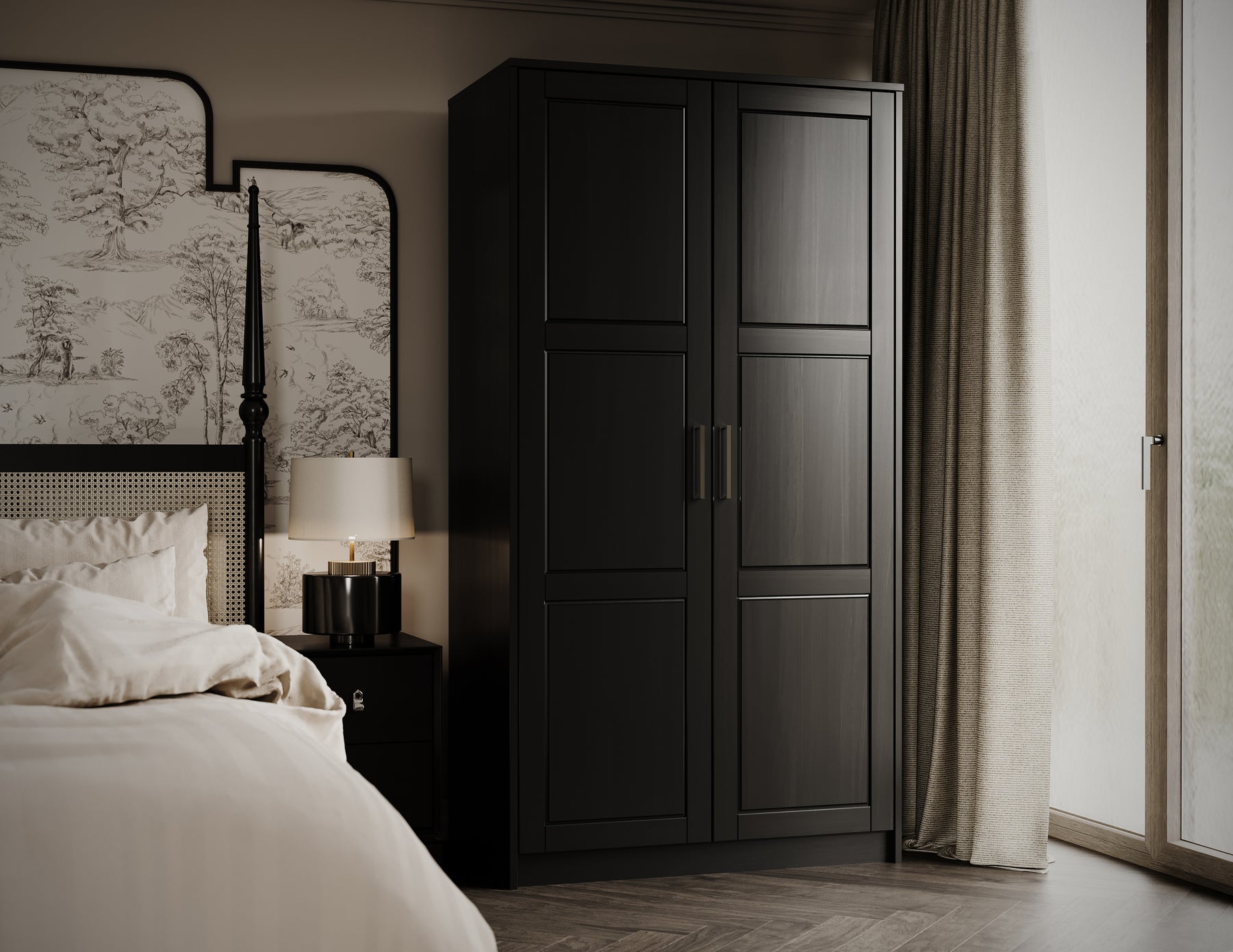 Urban 2-Door Wardrobe Armoire w/Raised Panel at Futonland