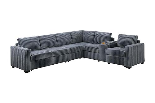 F8819 4 Pcs Corduroy Dark Gray Sectional Sofa at Futonland